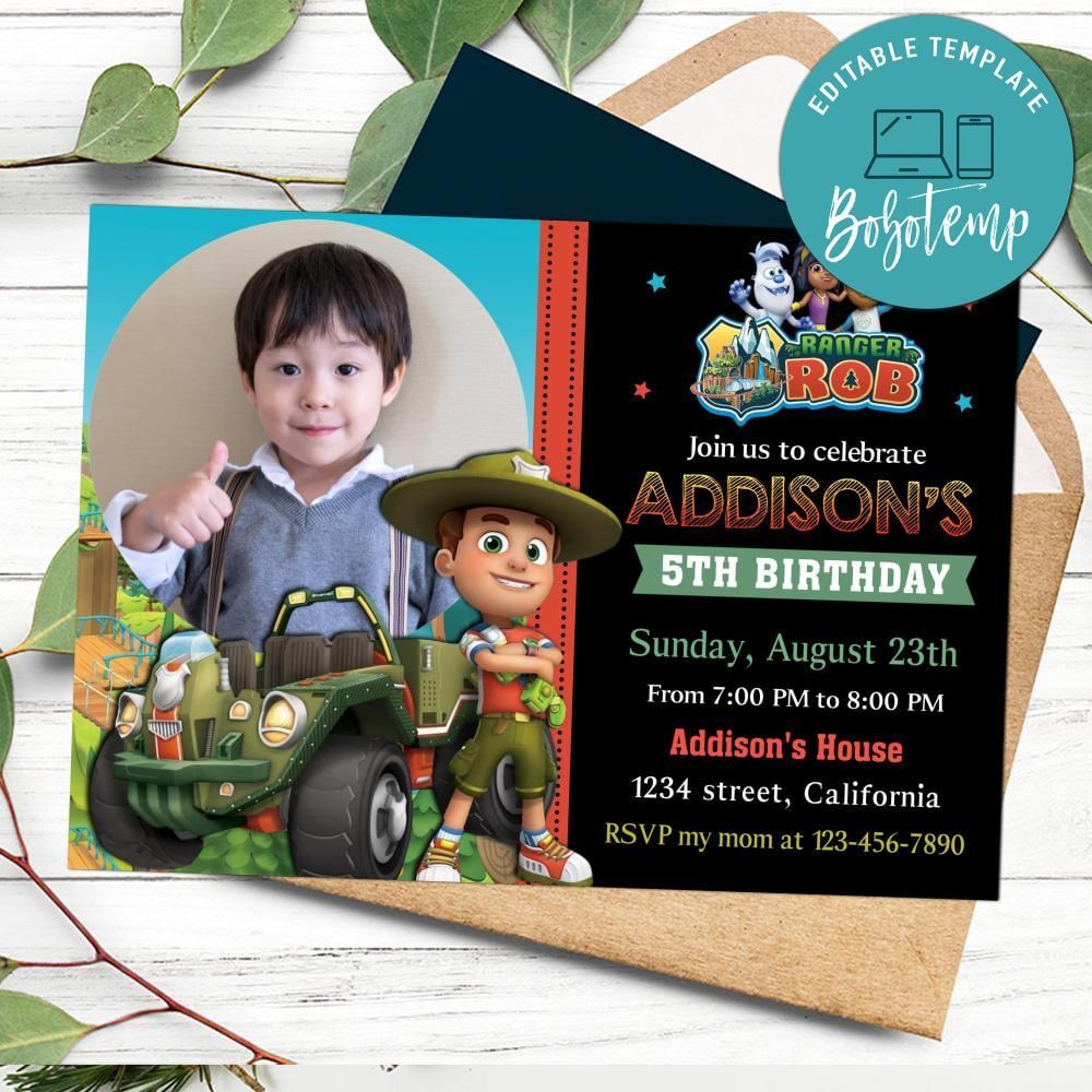Ranger Rob Invitati Birthday Invitation Customizable Template DIY ...