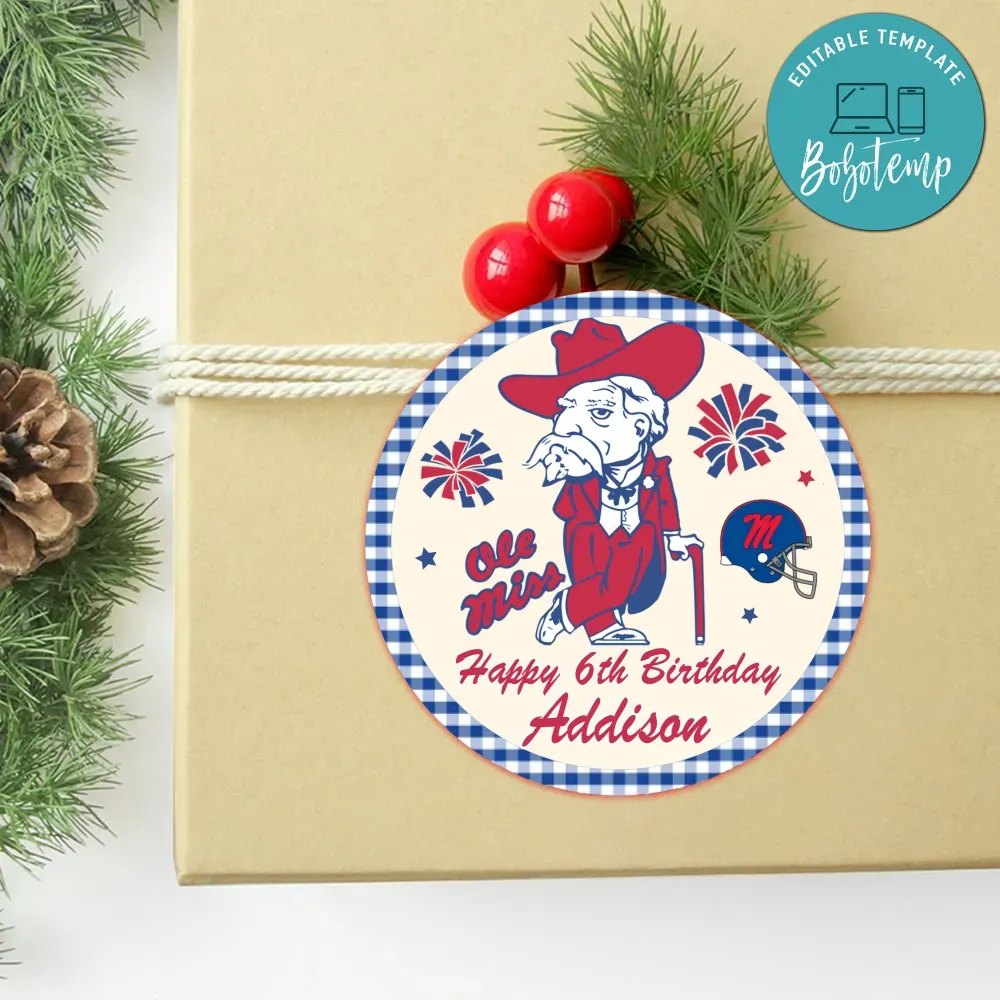 Ole Miss Circle Sticker Template Customizable DIY | Bobotemp