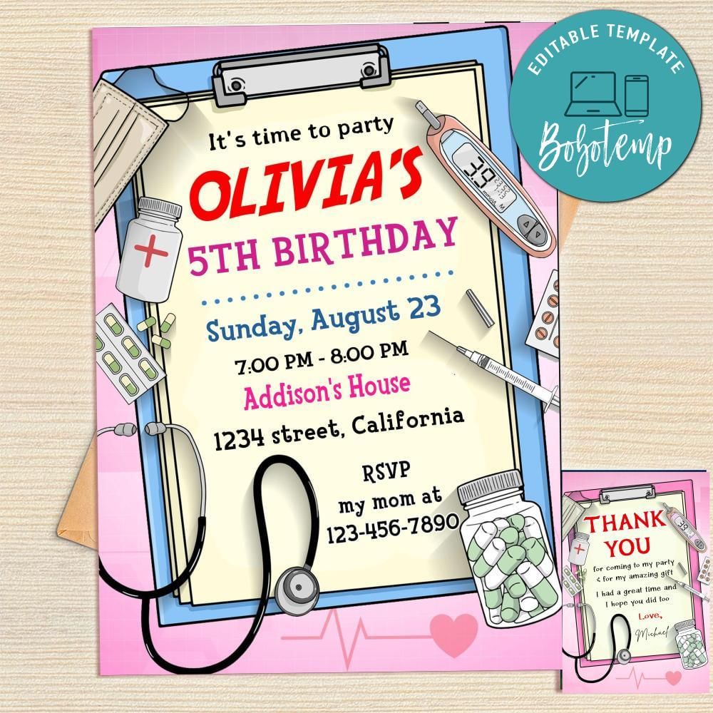 Nursing Invitation Template Free Thank You Card Printable | Bobotemp