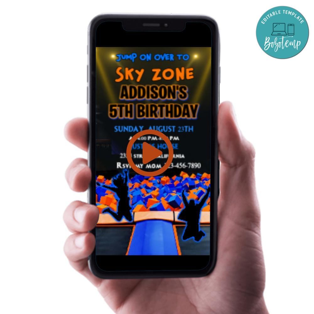 Sky Zone Birthday Invitation Template Trampoline Park Birthday Party