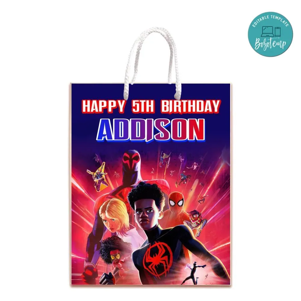 Spiderman Spiderverse Gift Bag Label Template Printable DIY | Bobotemp