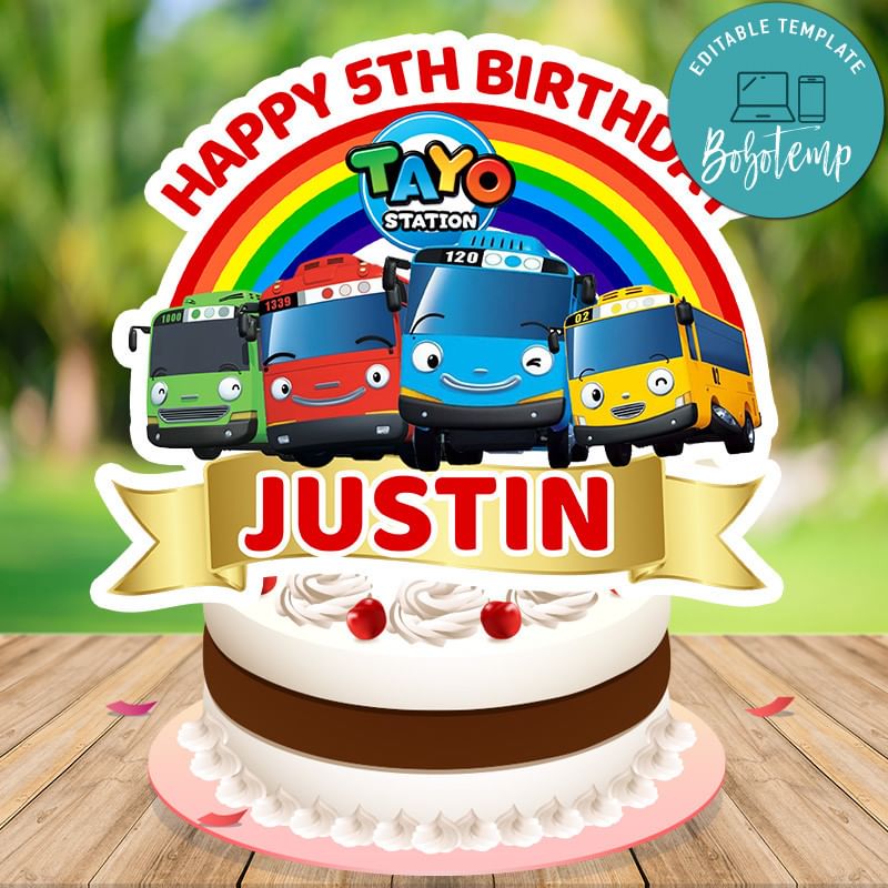 Tayo the little bus Cake Topper Template Printable | Bobotemp