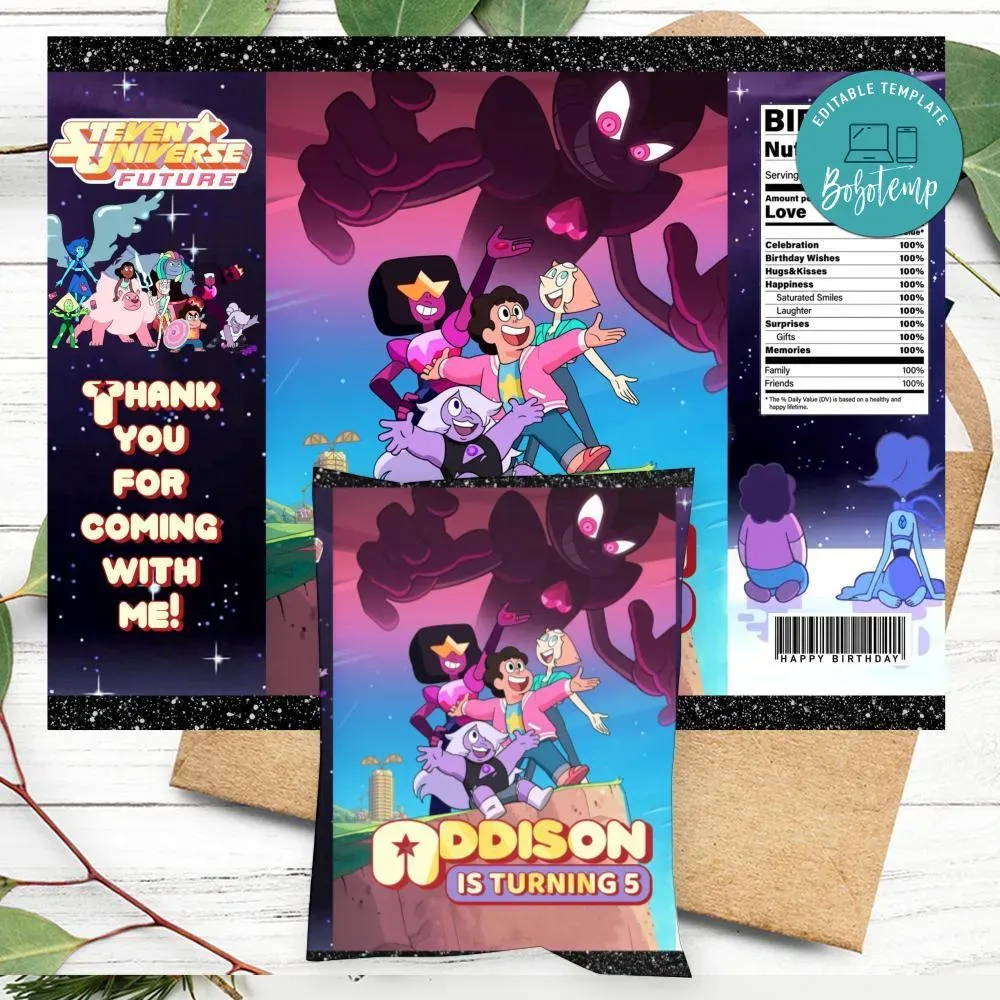 Steven Universe Birthday Chip Bag Digital File Printable | Bobotemp