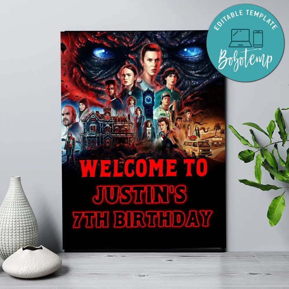 Stranger Thing 4 Birthday Welcome Sign Digital File Printable DIY ...