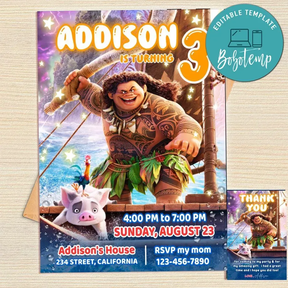 Maui Invitation Template Free Thank You Card Printable | Bobotemp