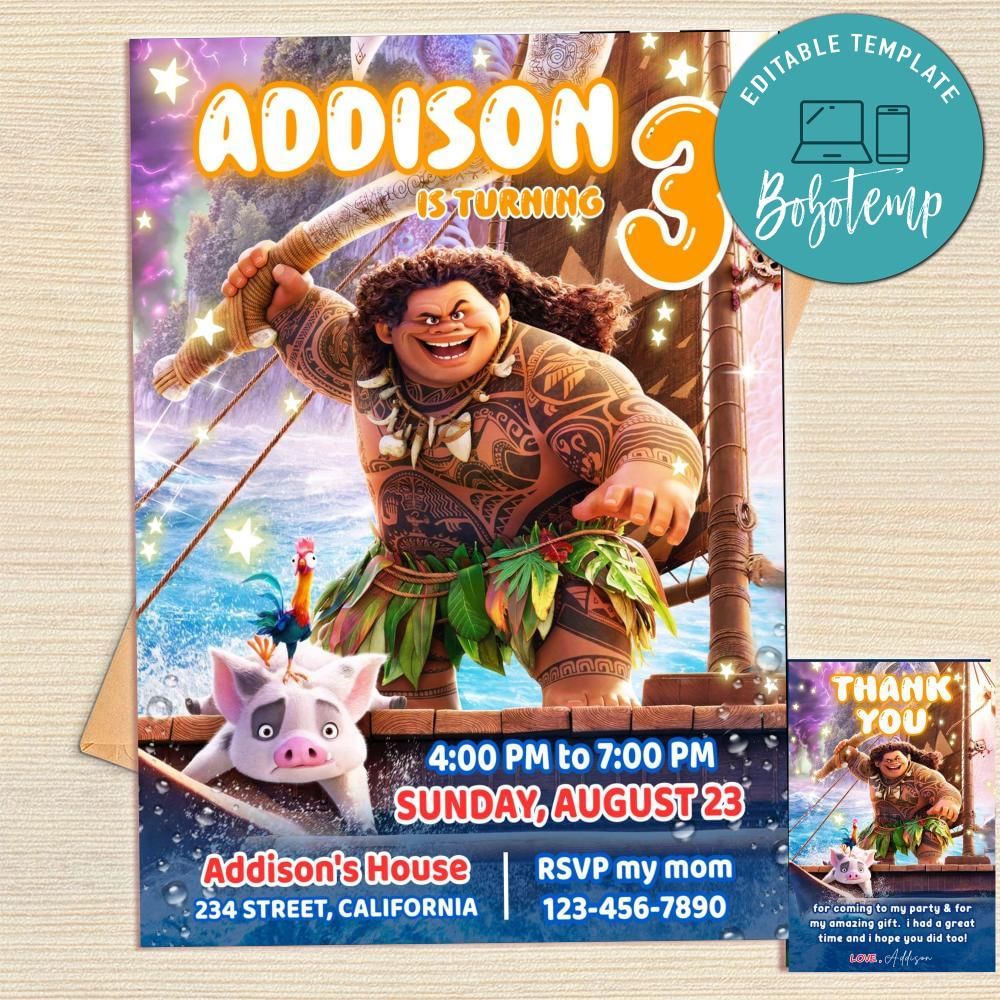 Maui Invitation Template Free Thank You Card Printable | Bobotemp