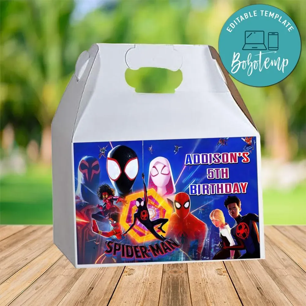 Spiderman Spiderverse Gable Box Digital File Printable DIY | Bobotemp