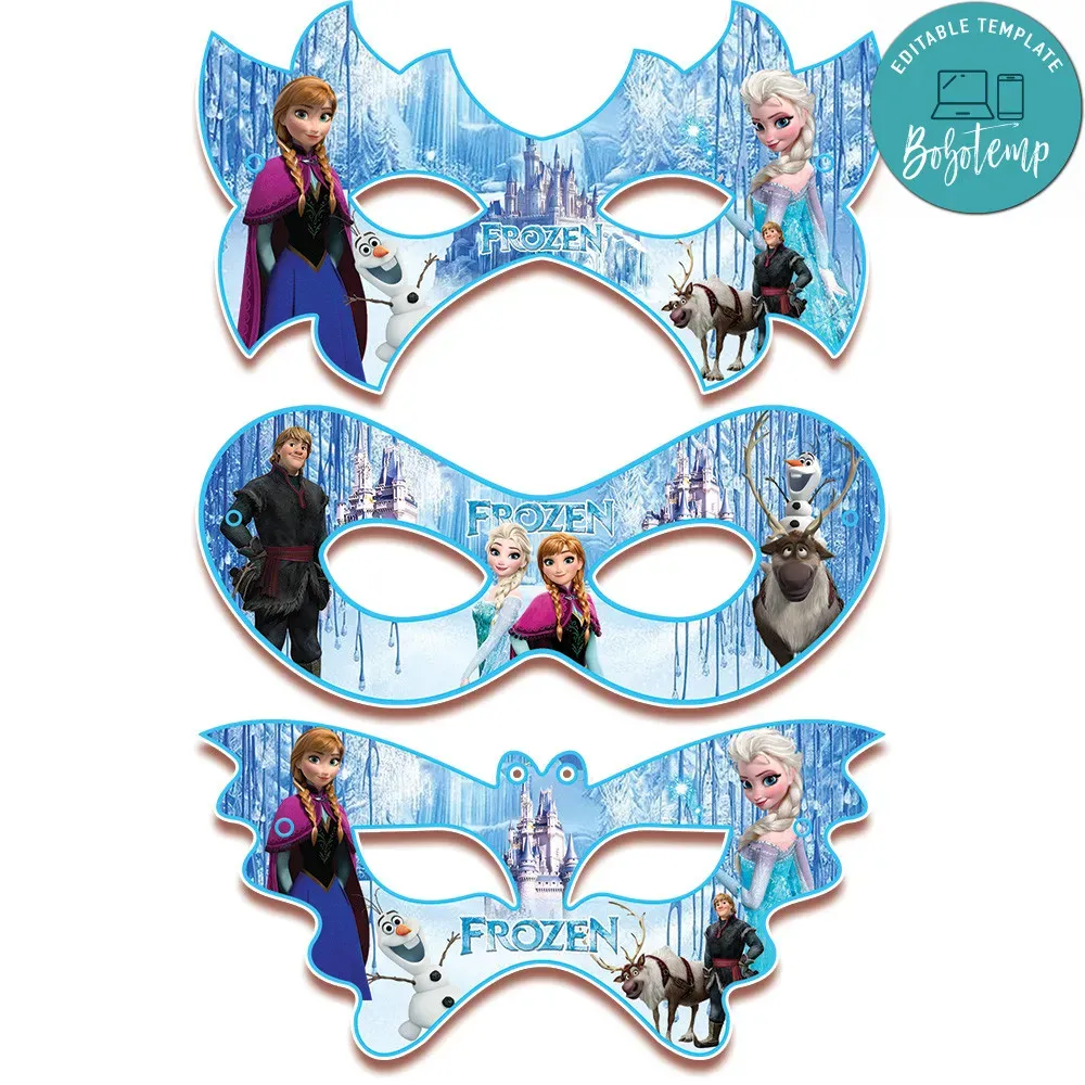 Frozen Character Kids Eye Mask Birthday Template | Bobotemp