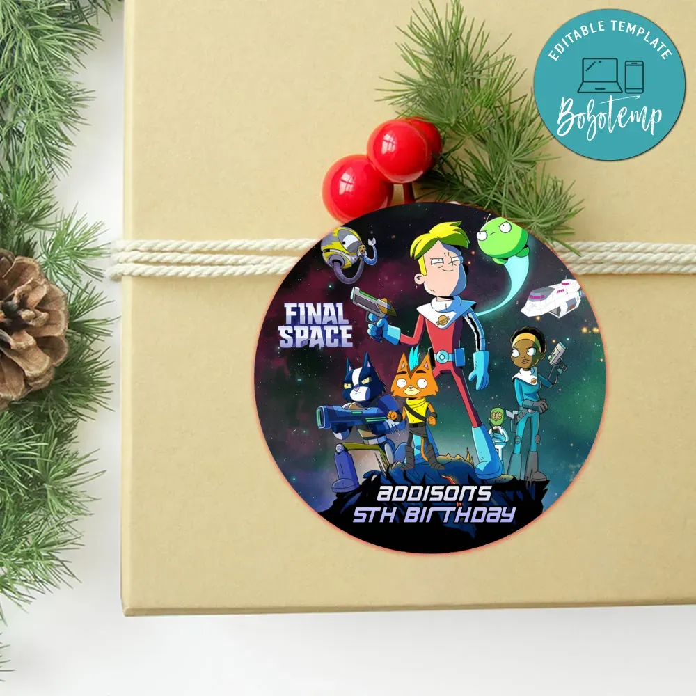 Final Space Circle Sticker Template Customizable DIY | Bobotemp