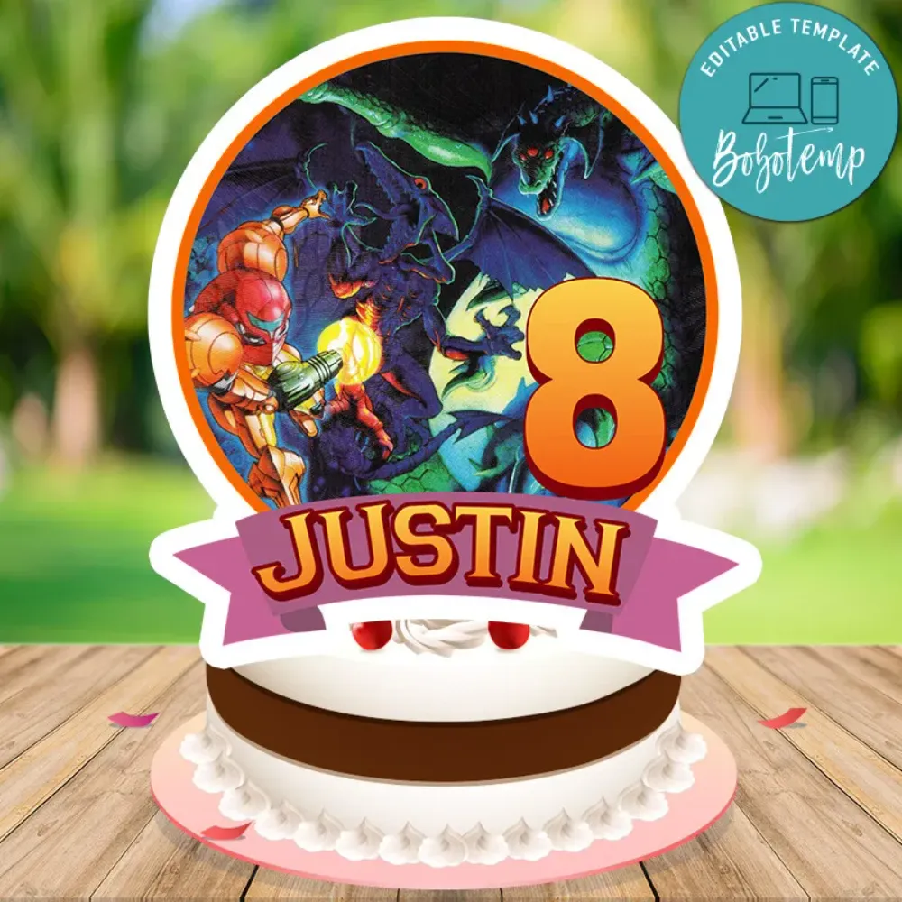 Super Metroid Birthday Cake Topper Template Printable | Bobotemp