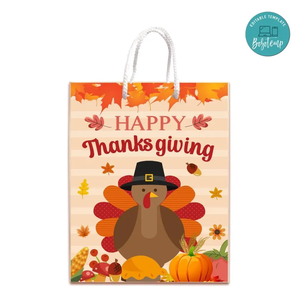 Thanksgiving Gift Bag Label Template Printable DIY | Bobotemp