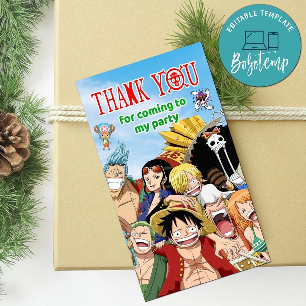 One Piece Thank You Tag Customizable Template | Bobotemp