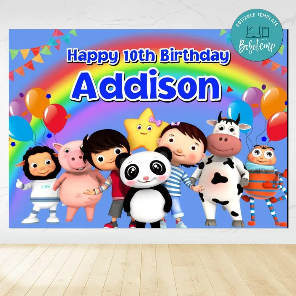 Little Baby Bum Birthday Backdrop Digital File Template | Bobotemp