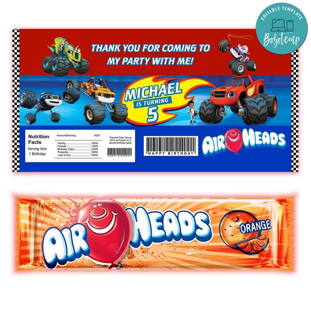 Blaze And The Monster Airhead Candy Wrapper Template Printable | Bobotemp