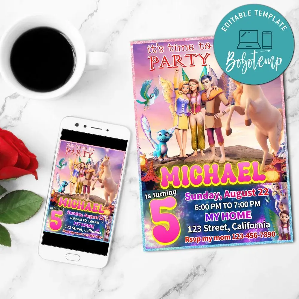 Fairy Princess & the Unicorn Birthday Flyer Customizable | Bobotemp
