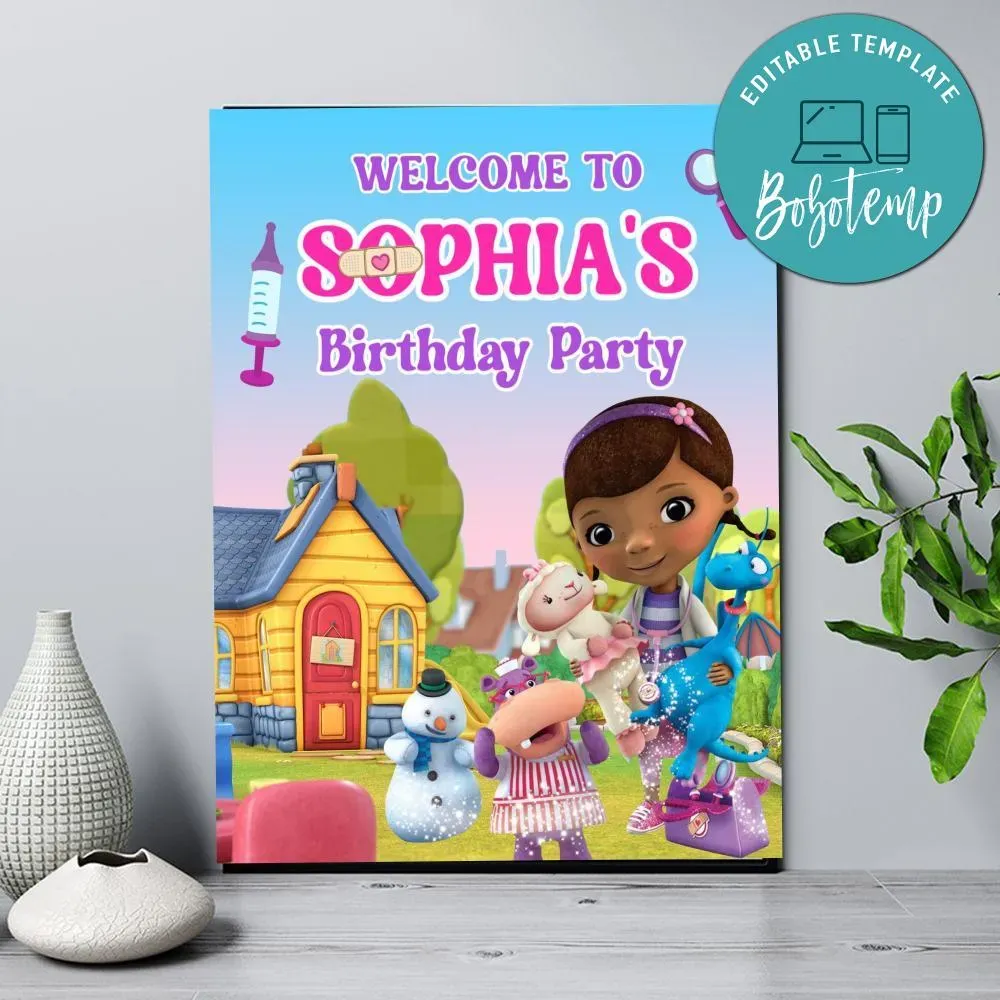 Doc McStuffins Birthday Welcome Sign Digital File Printable DIY | Bobotemp