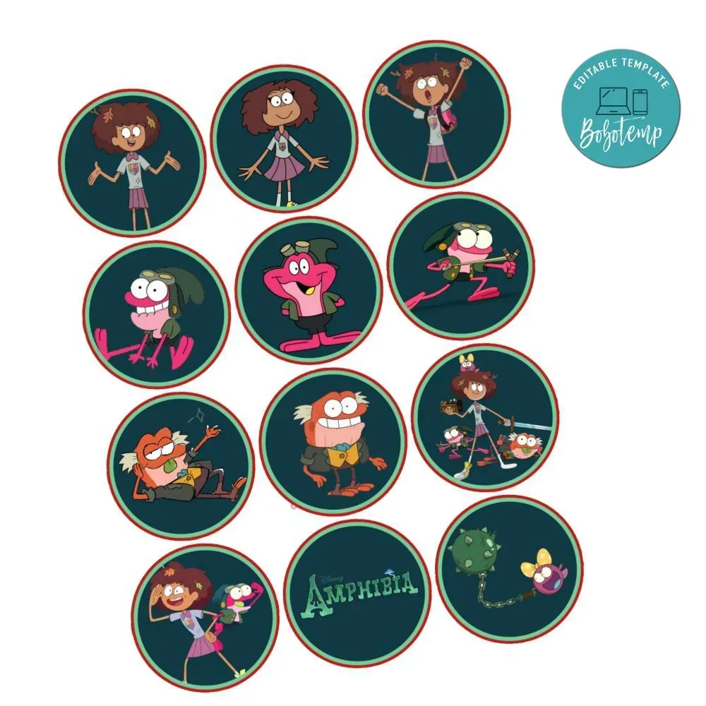 Amphibia Cupcake Toppers Template Printable Instant Download | Bobotemp