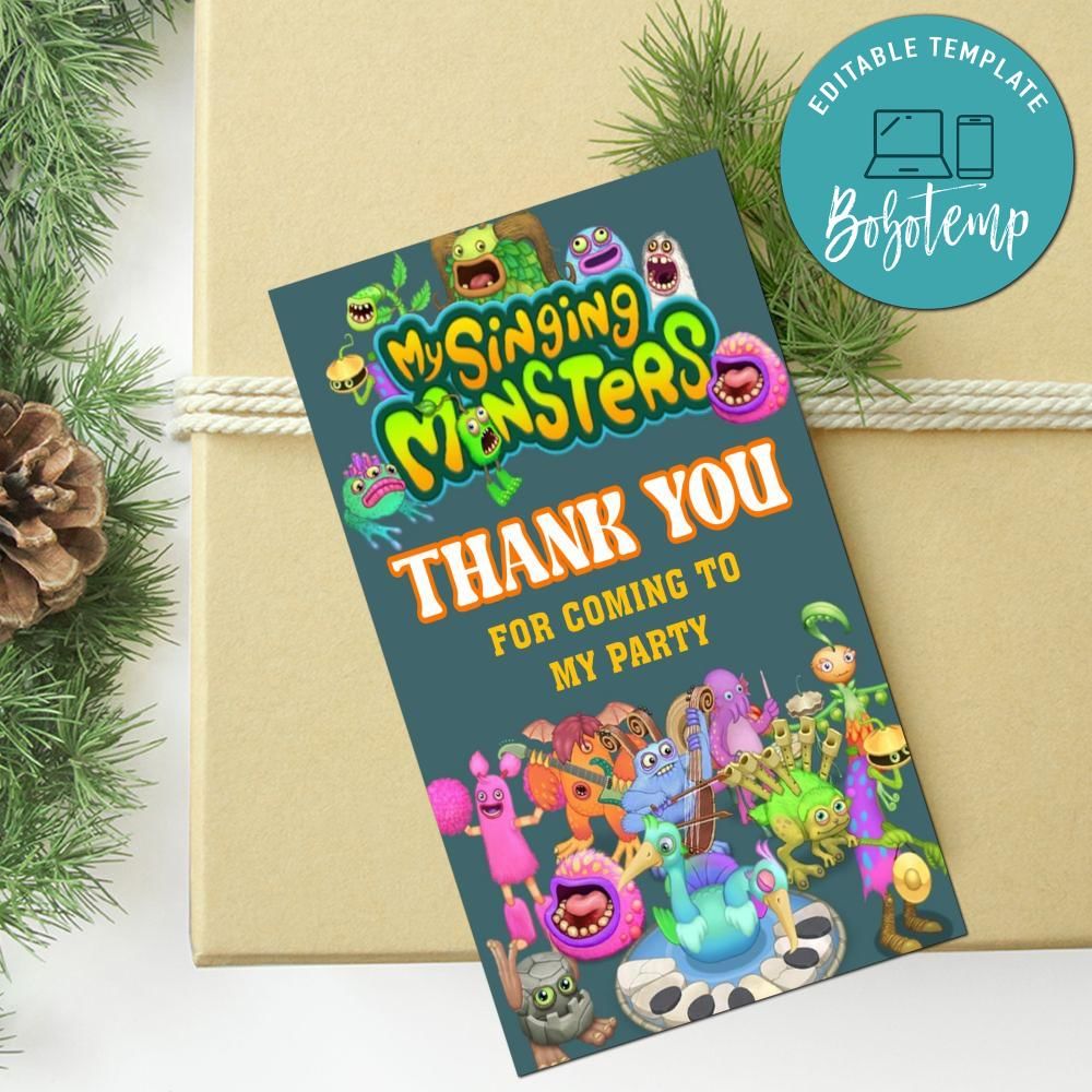 My Singing Monsters Thank You Tag Customizable Template | Bobotemp