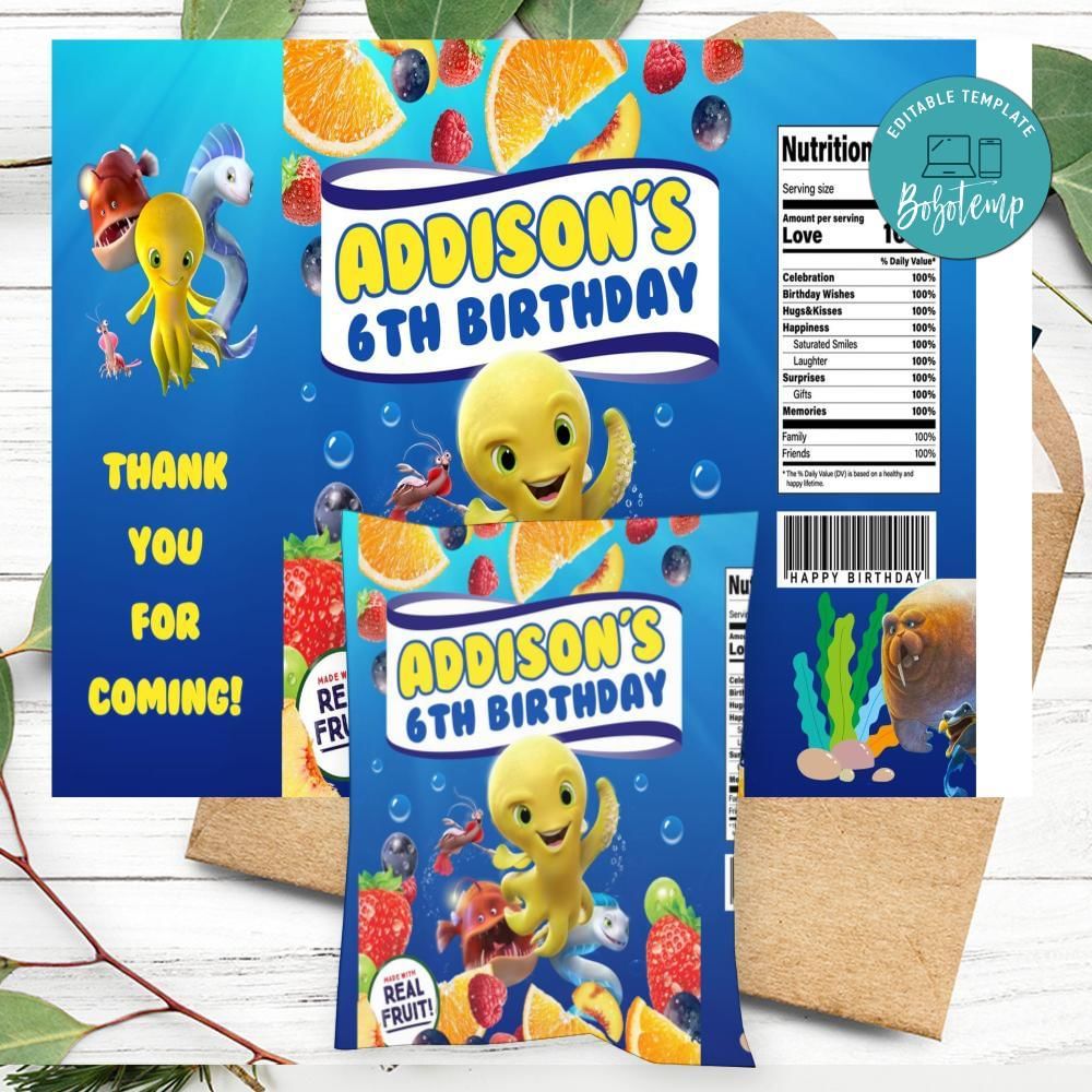 Deep Movie Birthday Party Fruit Snack Bag Digital File | Sportspartydesign