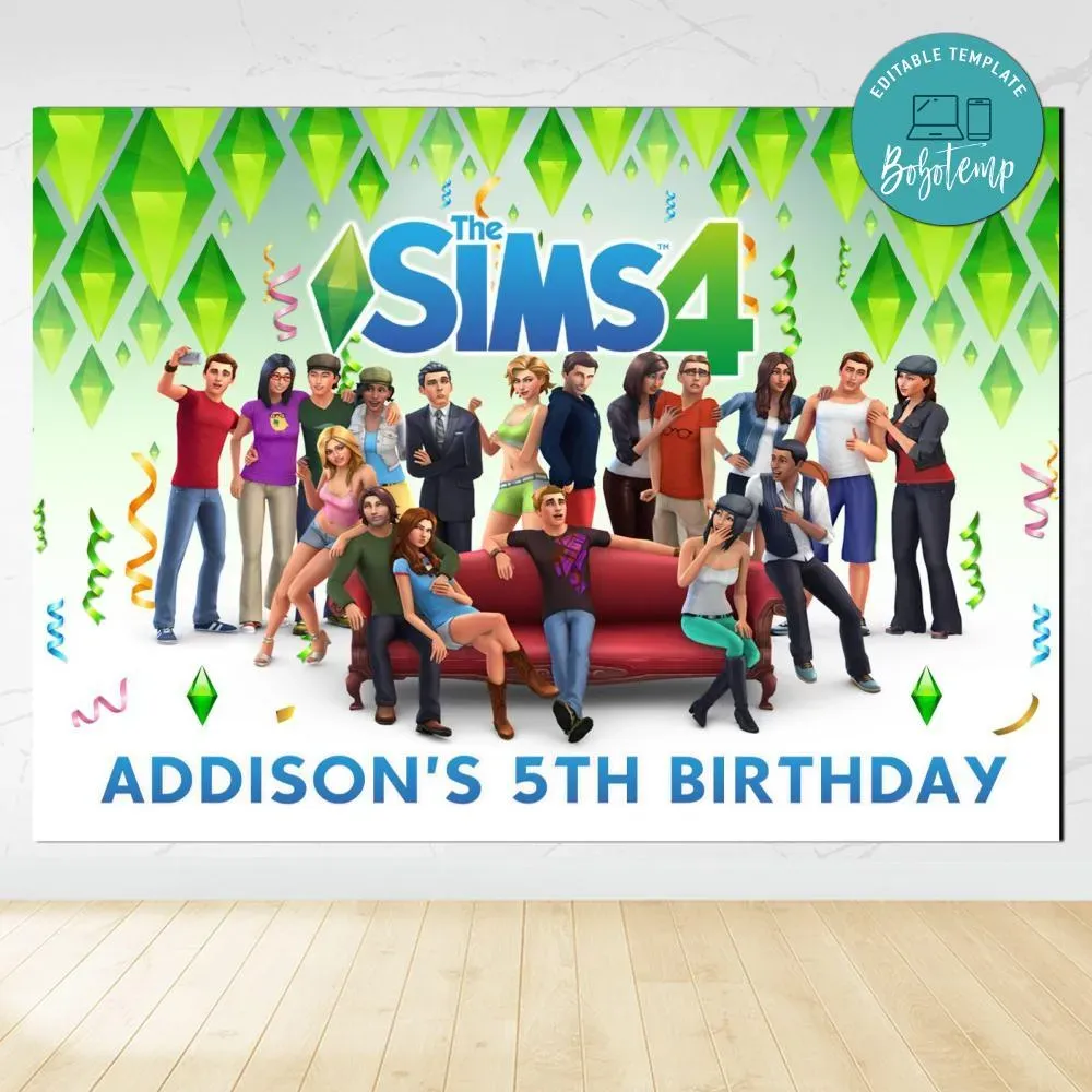 The Sims 4 Birthday Backdrop Digital File Template | Bobotemp