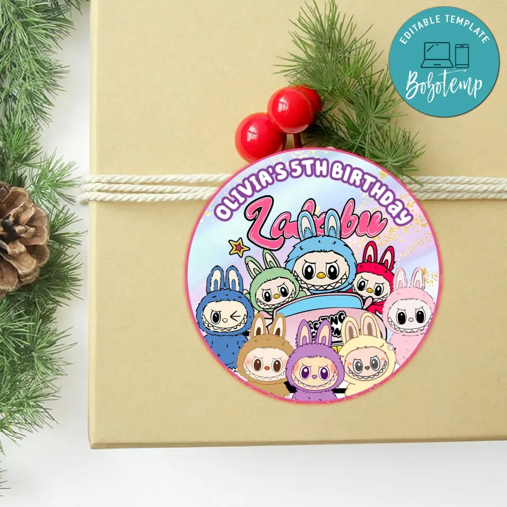 Labubu Circle Sticker Template Customizable DIY | Bobotemp