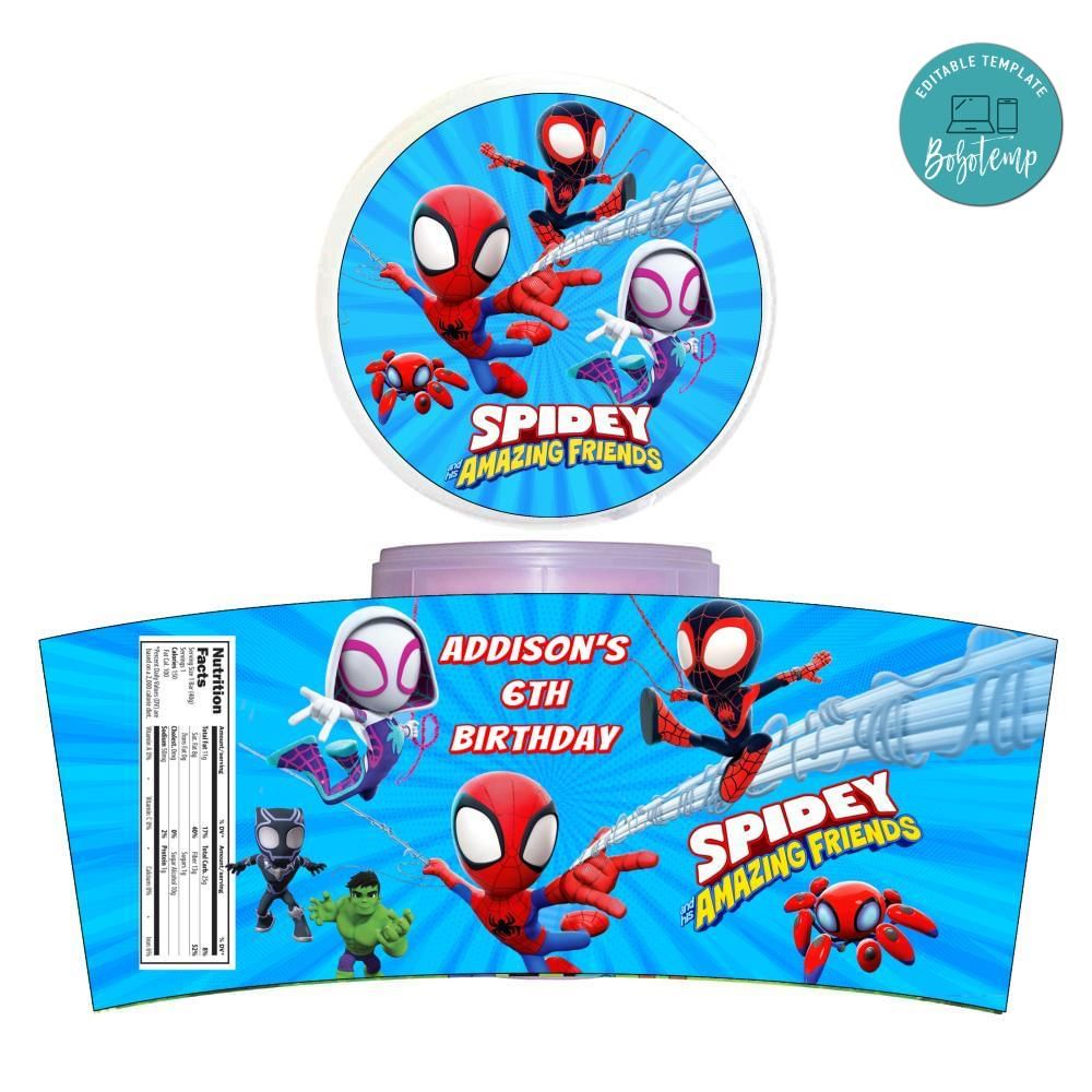 Spidey And His Amazing Friends Cotton Candy Label Template | Bobotemp