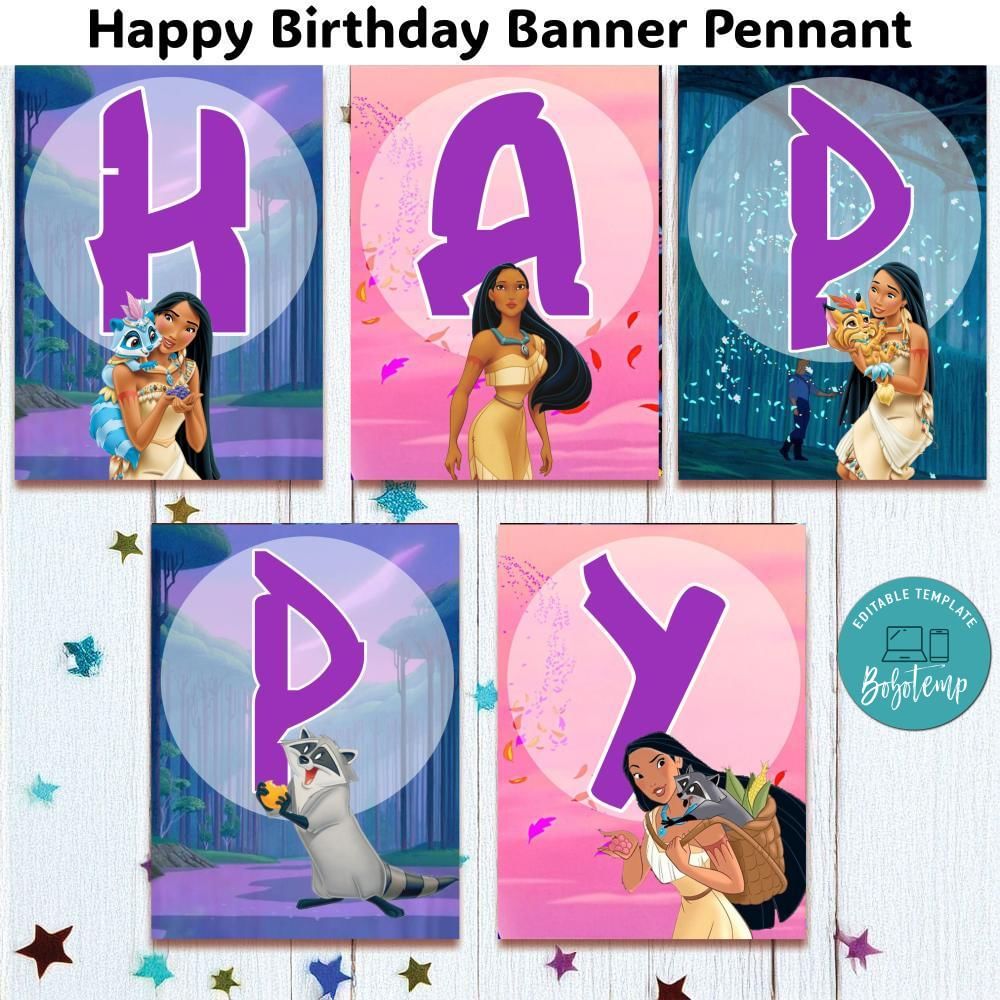 Pocahontas Banner Pennant Digital File Template | Bobotemp