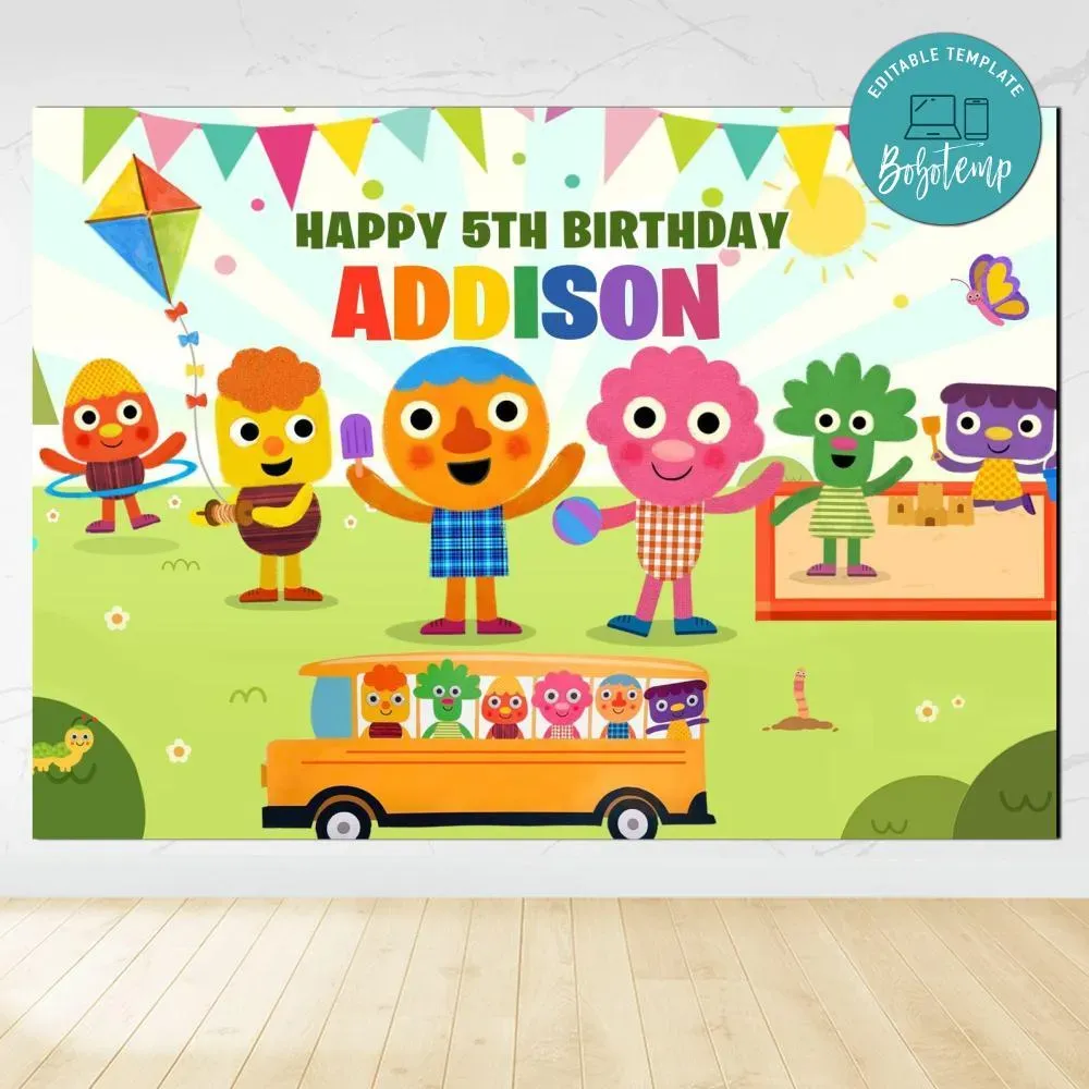 Noodle & Pals Birthday Backdrop Digital File Template | Bobotemp