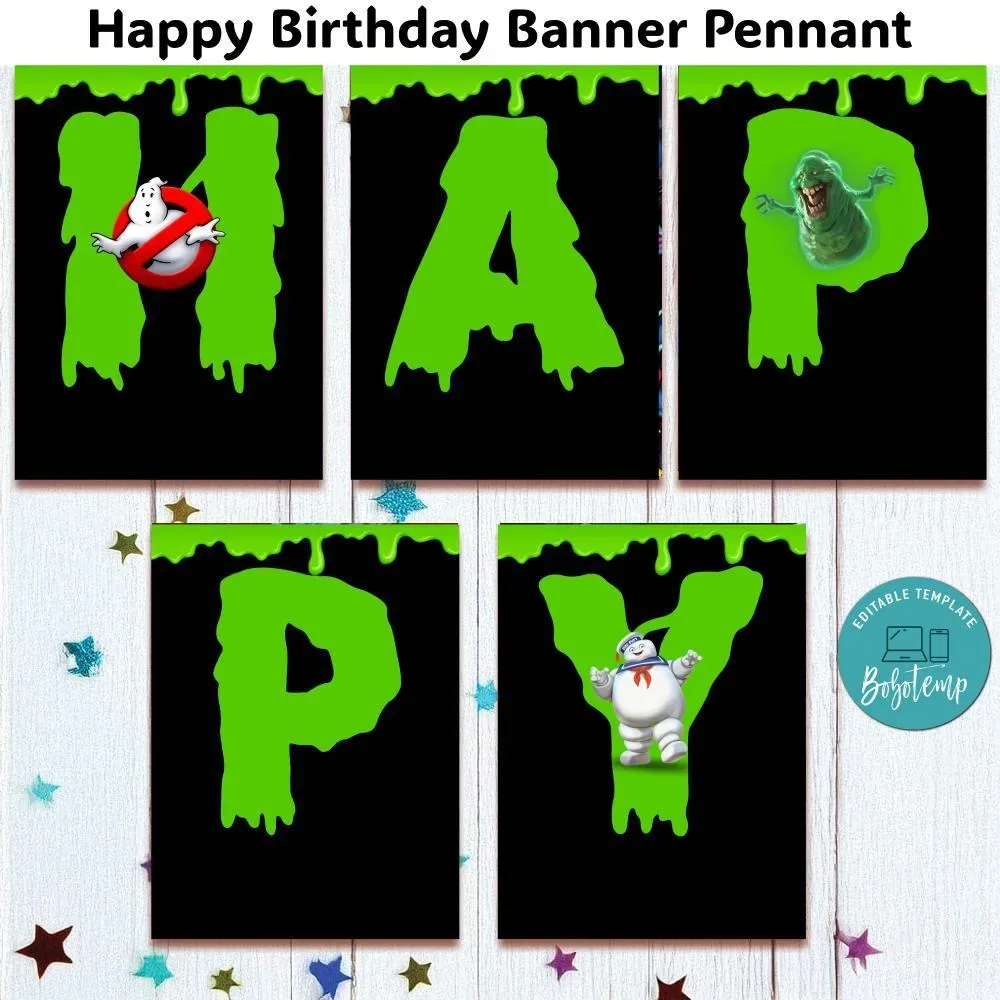 Ghostbusters Banner Pennant Digital File Template | Bobotemp