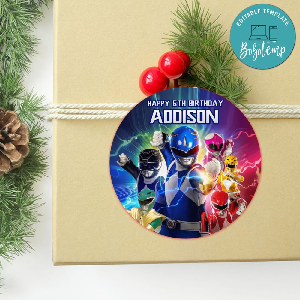 Power rangers Circle Sticker Template Customizable DIY | Bobotemp