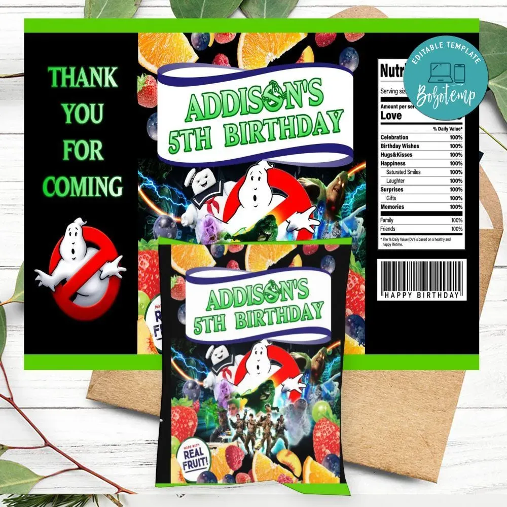 Ghostbusters Birthday Party Fruit Snack Bag Digital File | Bobotemp