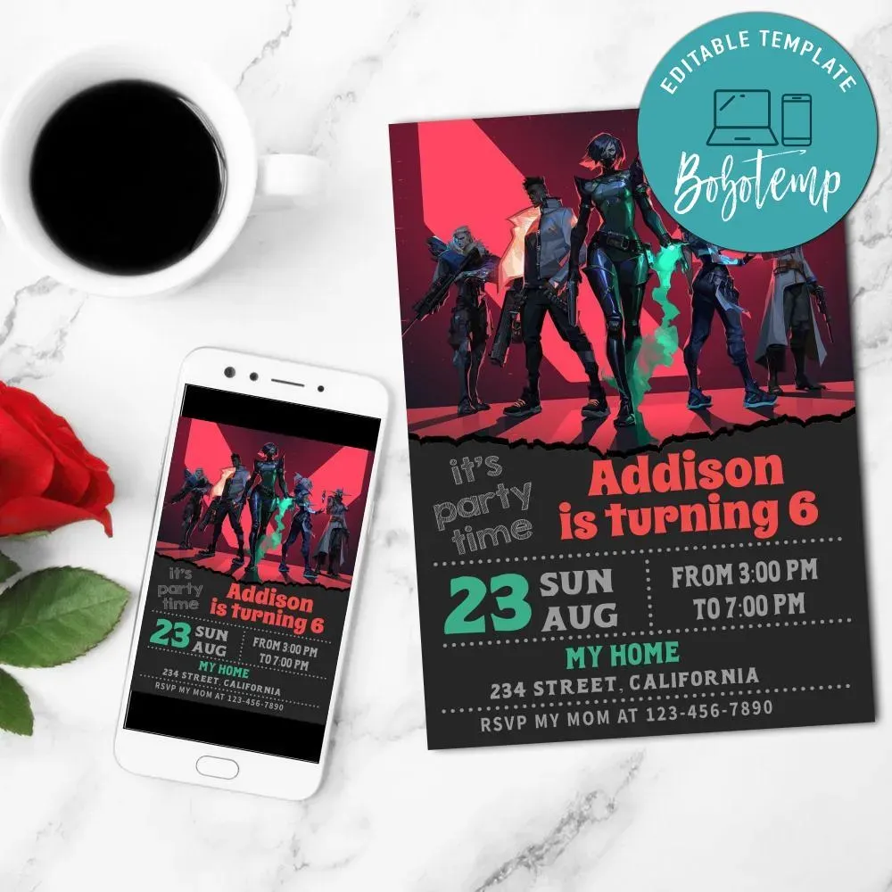 Valorant Invitation Customizable Template DIY | Bobotemp