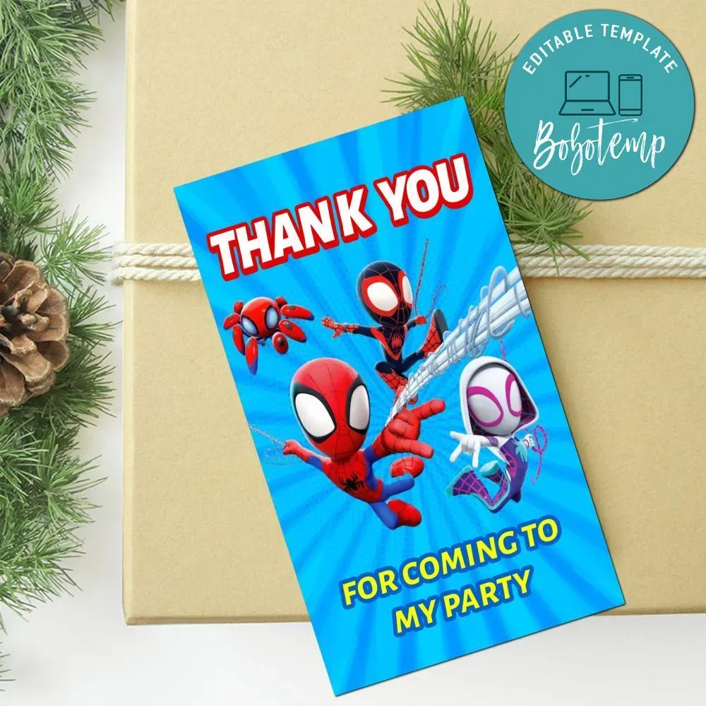 Spidey And His Amazing Friends Thank You Tag Customizable Template ...