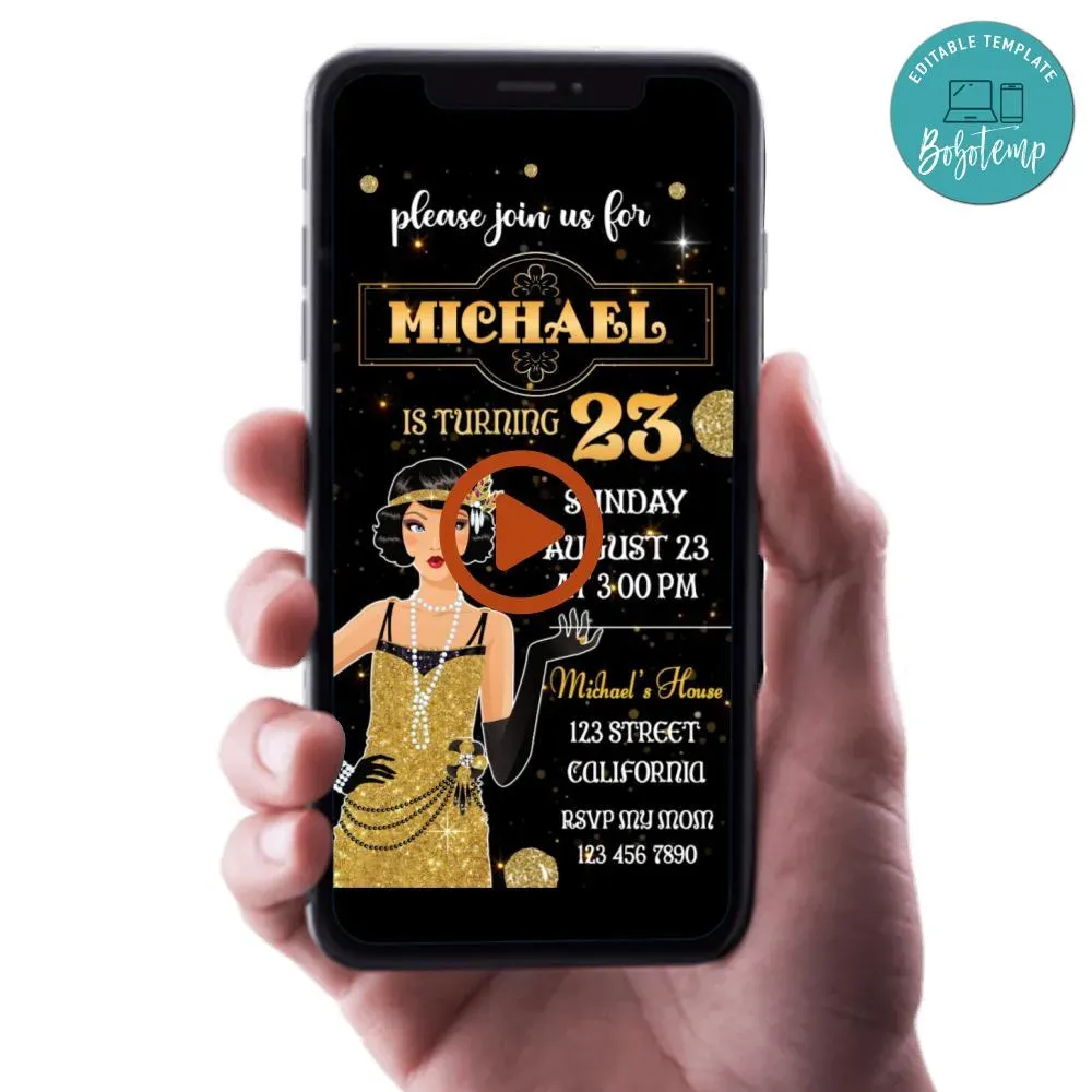 Flapper Video Invitation Digital Template DIY | Bobotemp