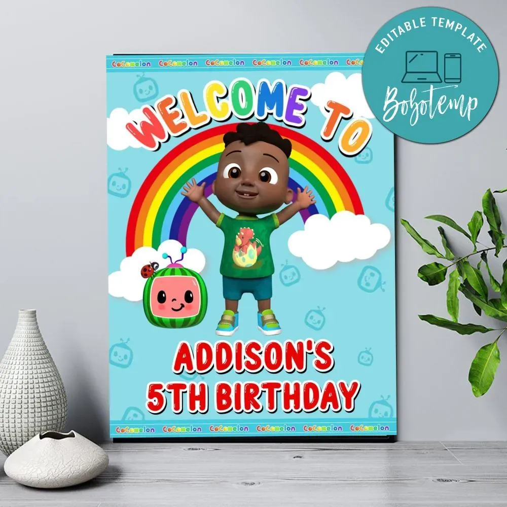Cocomelon Cody Birthday Welcome Sign Digital File Printable DIY | Bobotemp