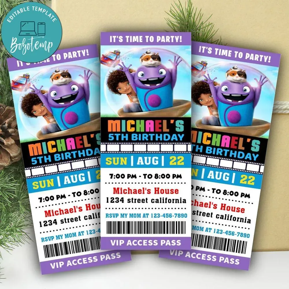 Boov Ticket Invitation Customizable Template | Bobotemp