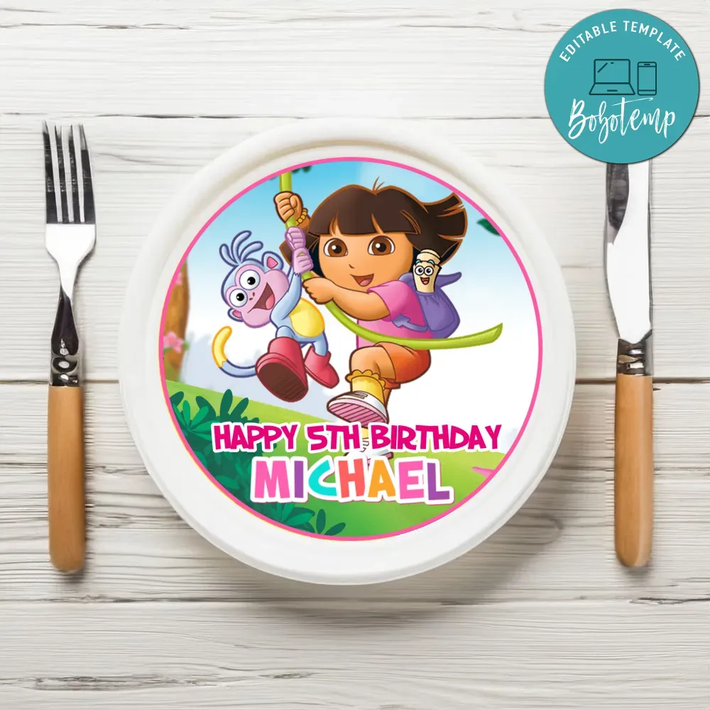 Dora The Explorer Birthday Plate Template Customizable To Print At Home ...