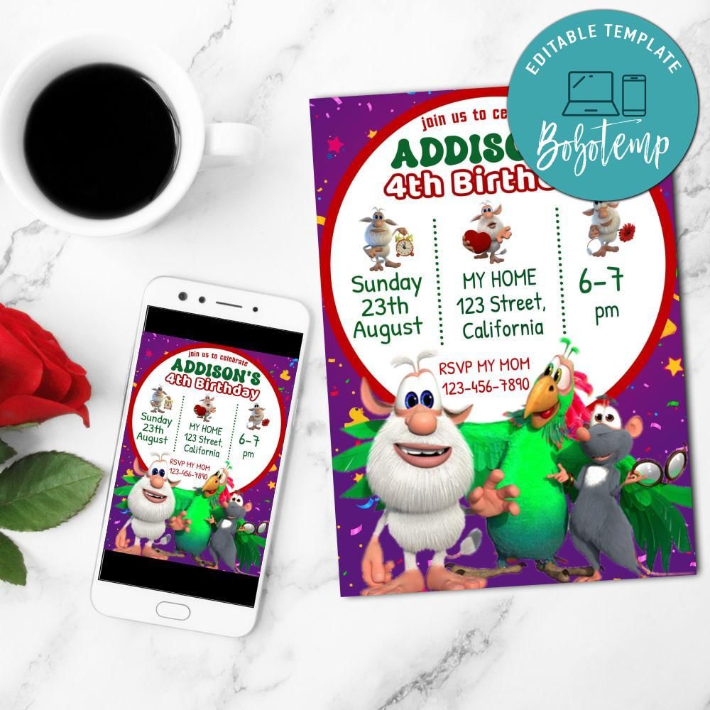 Booba Invitation Customizable Template DIY | Bobotemp