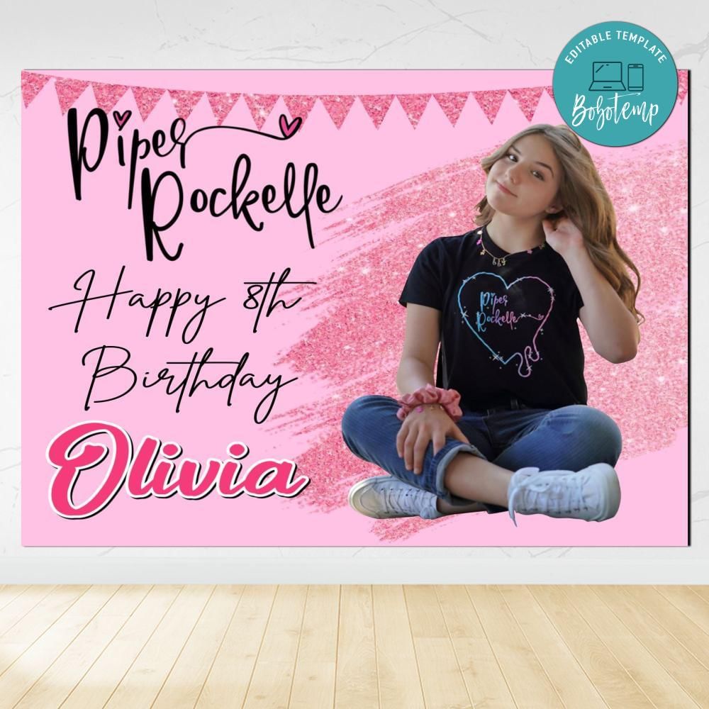 Piper Rockelle Birthday Backdrop Digital File Template | Sportspartydesign