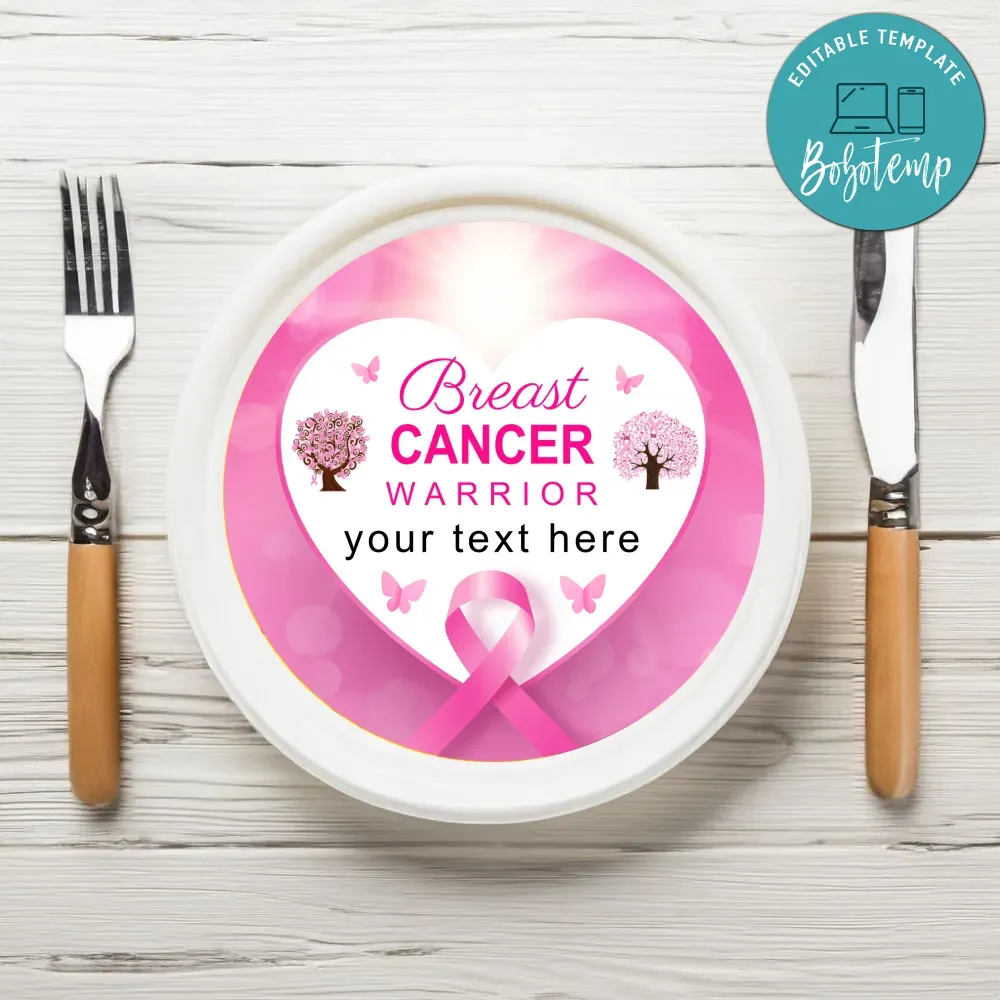 Pink Breast Cancer Birthday Plate Template Customizable To Print At ...