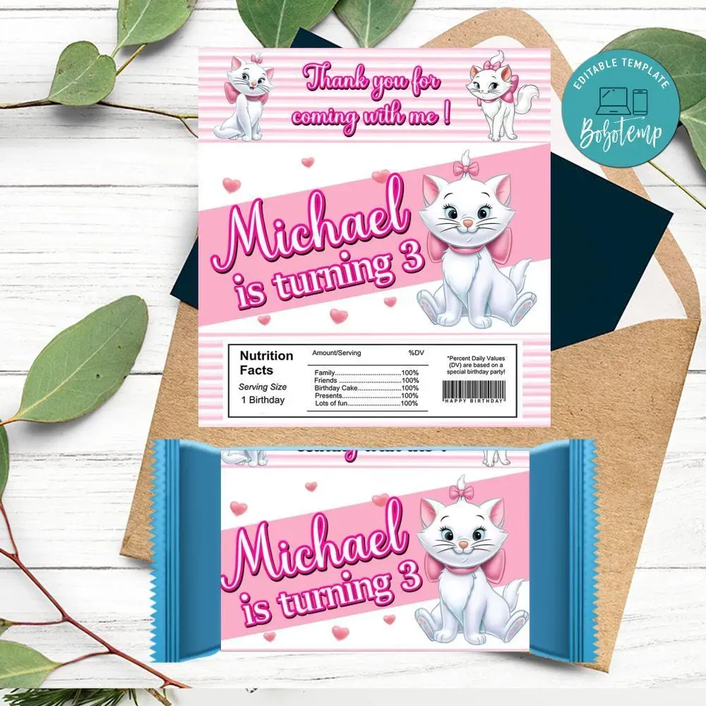 Marie Kitten Candy Bar Label Customizable Template Diy Bobotemp