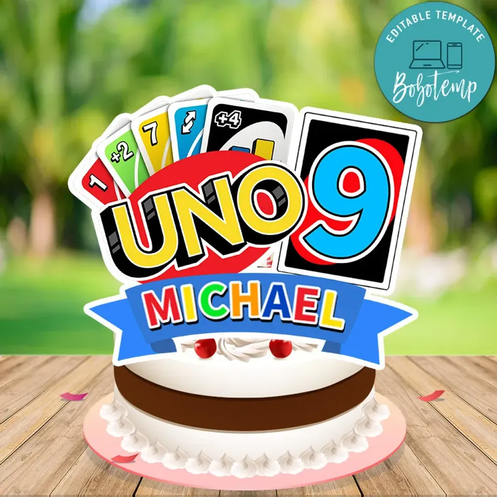 Uno Birthday Cake Topper Template Printable | Bobotemp