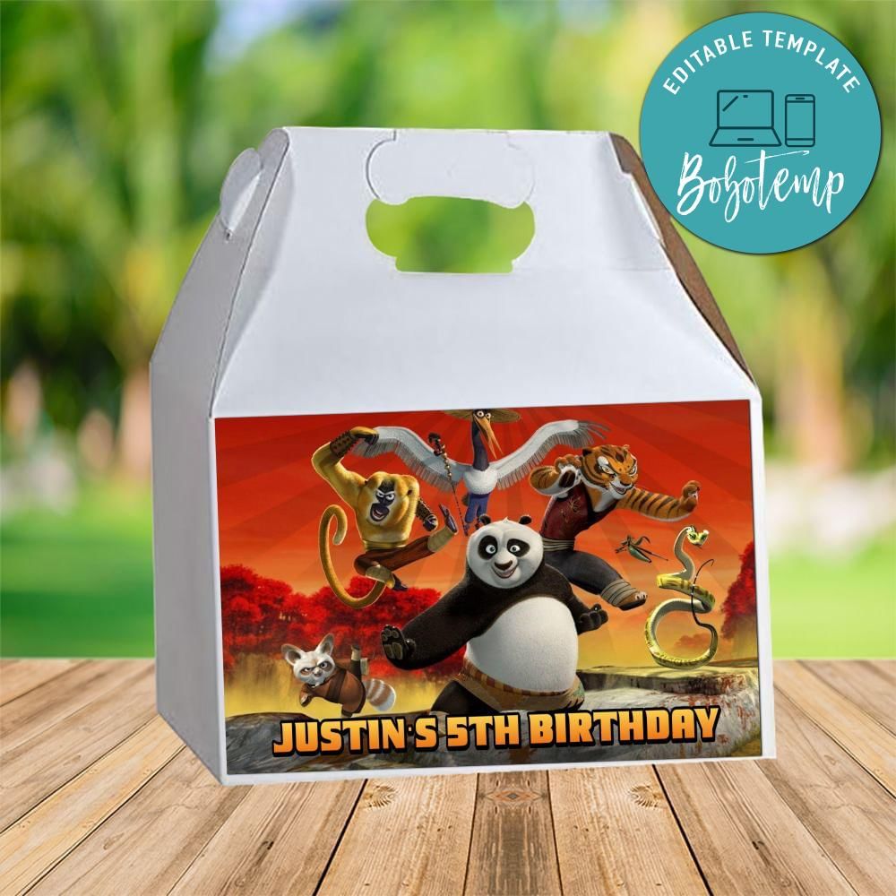 Kung Fu Panda Gable Box Digital File Printable DIY | Bobotemp