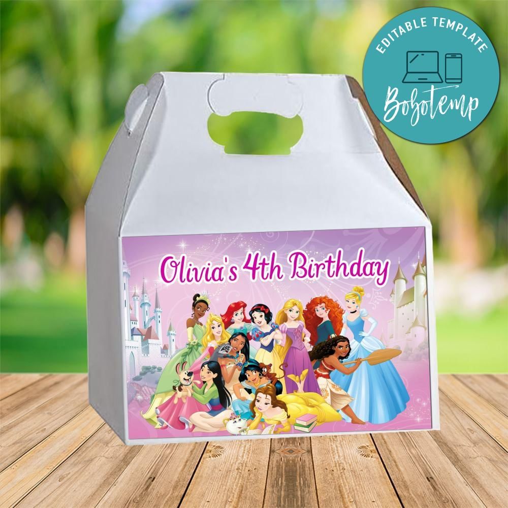 Disney Princess Gable Box Digital File Printable DIY | Bobotemp
