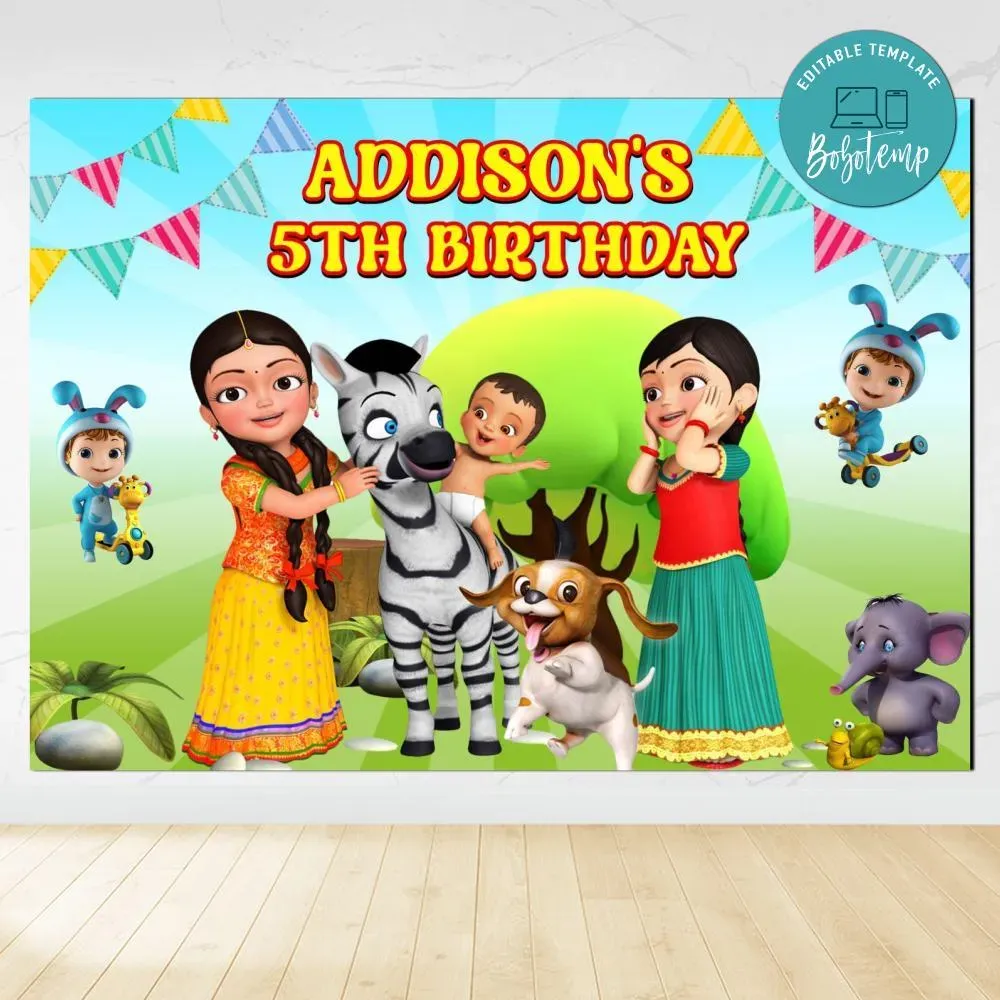 Infobells Birthday Backdrop Digital File Template | Bobotemp