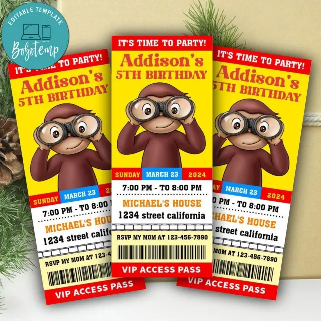 Curious George Invitation Template