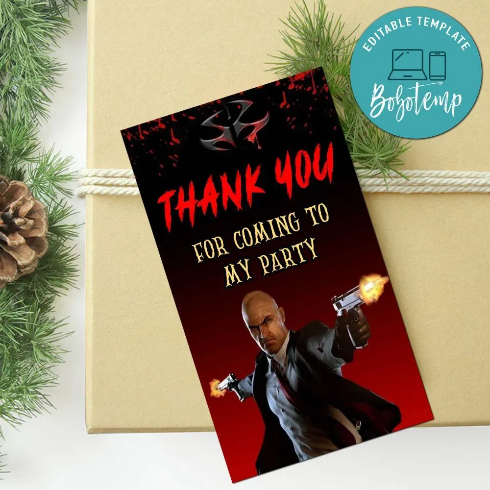 Hitman Thank You Tag Customizable Template | Bobotemp