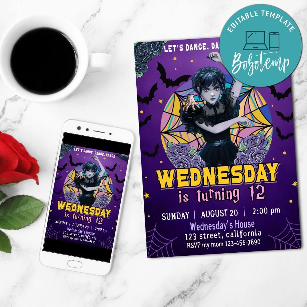 Merlina Invitation Customizable Template DIY | Bobotemp