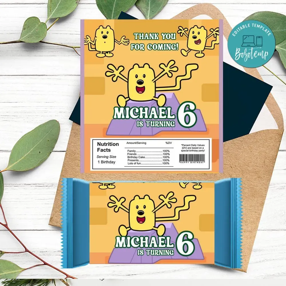 Wow Wow Wubbzy Candy bar Label Customizable Template DIY | Bobotemp