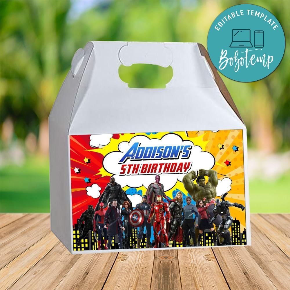 Superhero Marvel Gable Box Digital File Printable DIY | Bobotemp